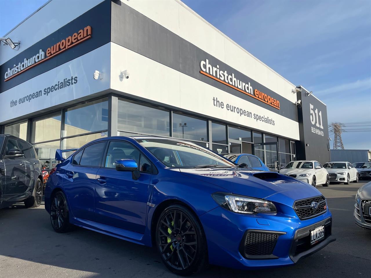 2018 Subaru WRX STI Premium 6 Spd 2.5 WRC Blue on handshake